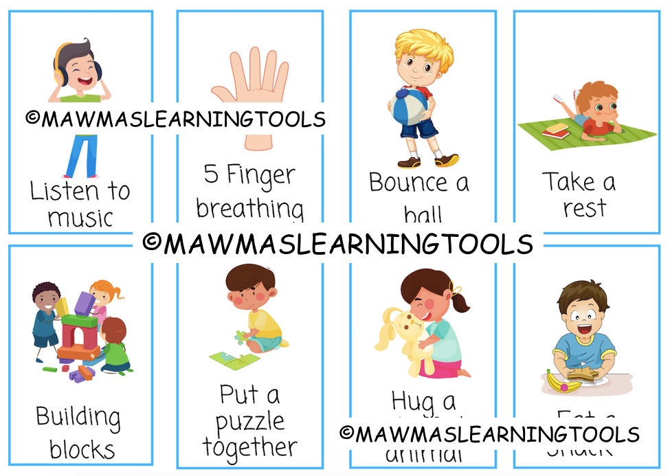 Calm Down Strategy Cards Calm Activities Tools Autism ASD - Etsy