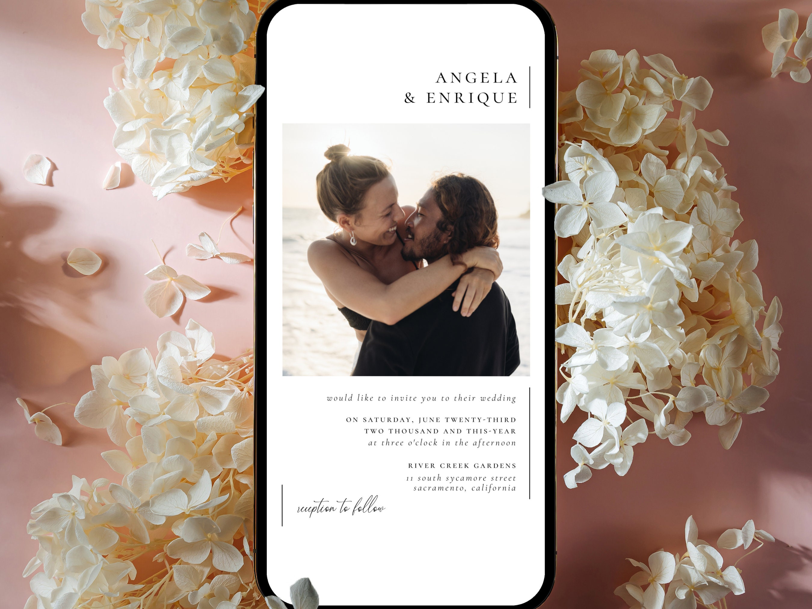 Simple, Modern & Minimalist Romantic Photo Wedding Invitation Template ...