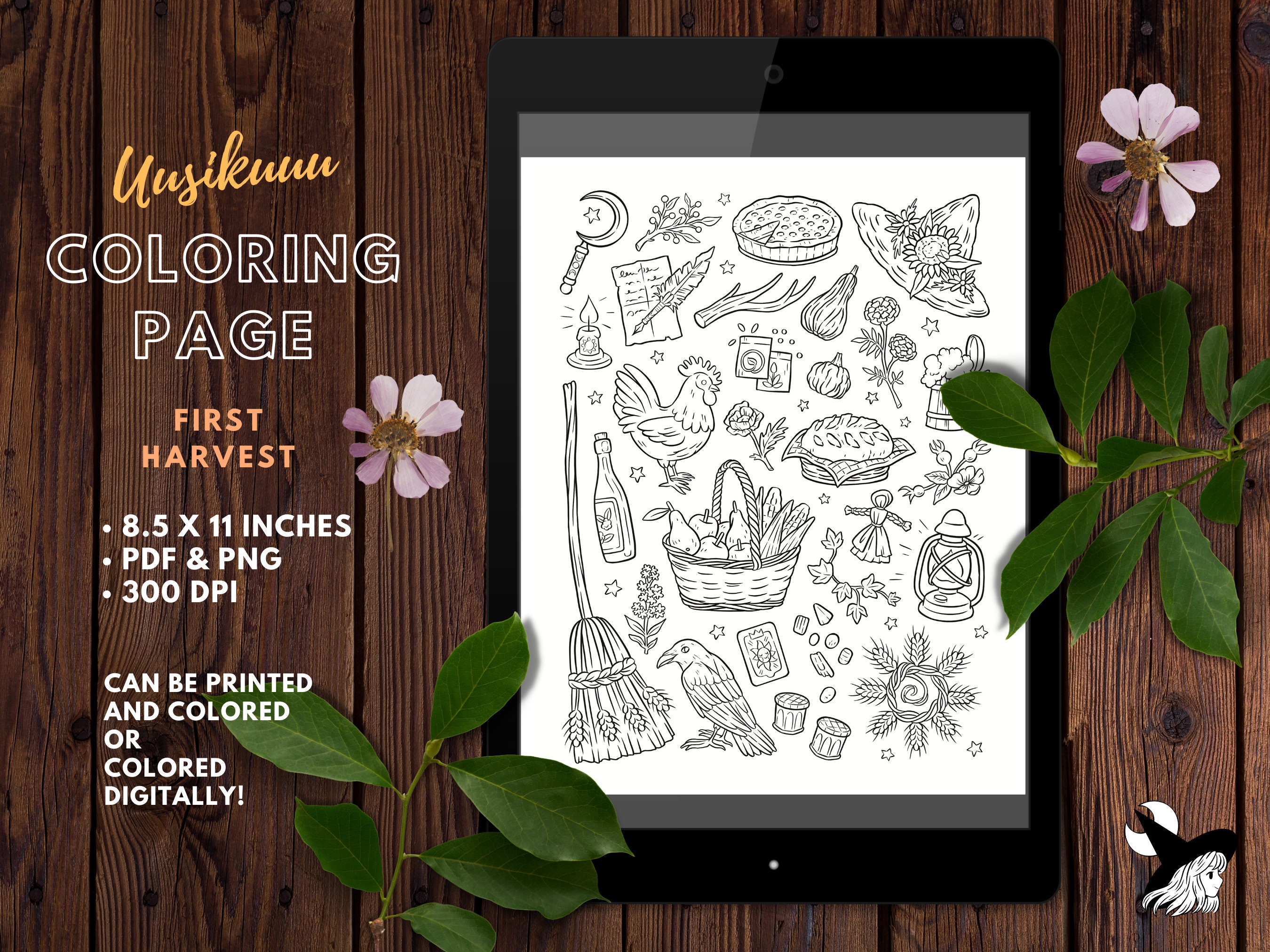 Lammas | Lughnasadh Witch Coloring Page - Etsy