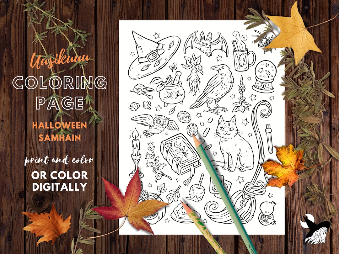 Halloween | Samhain Printable Coloring Page | Instant Download - Etsy