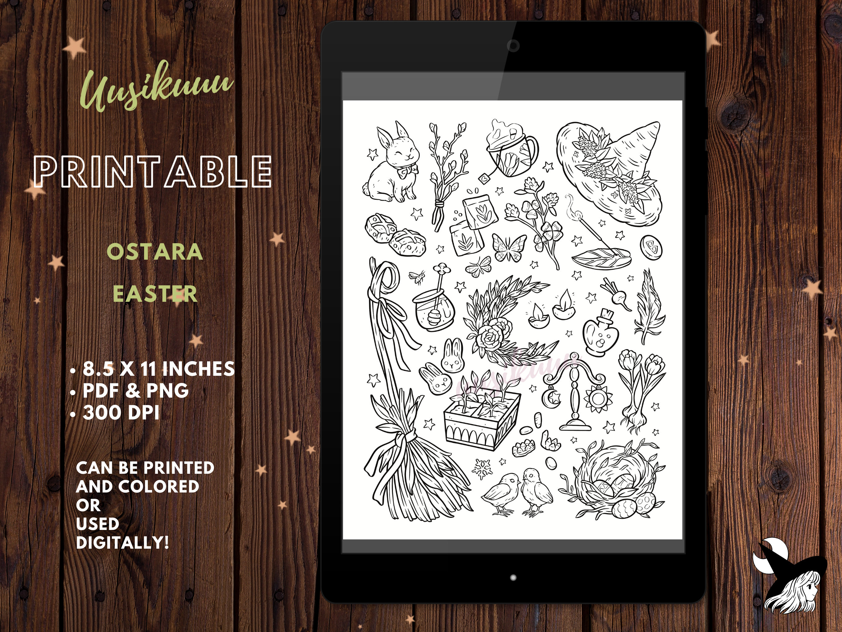 Ostara | Easter | Witch Coloring Page Printable - Etsy