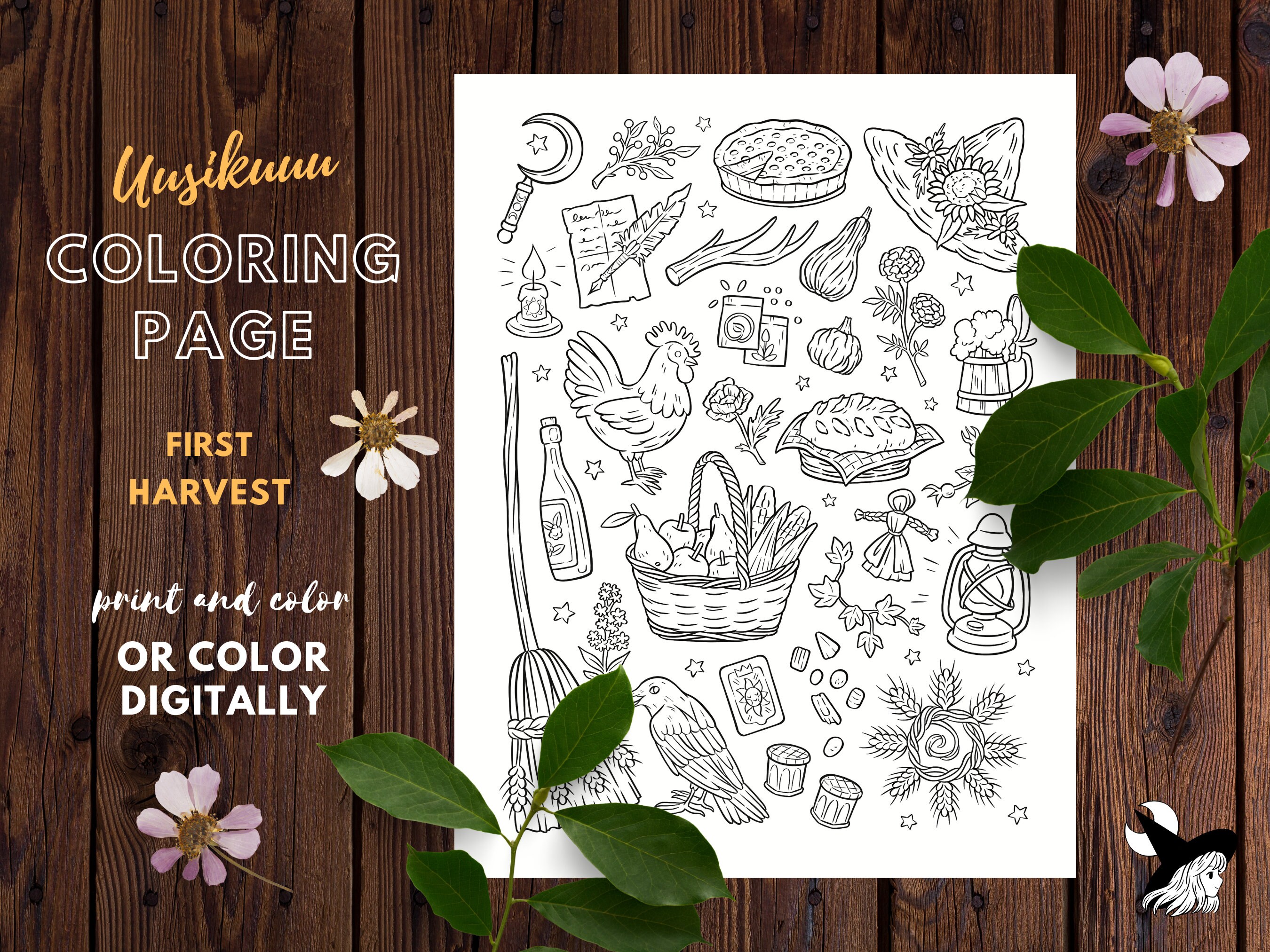 Lammas | Lughnasadh Witch Coloring Page - Etsy