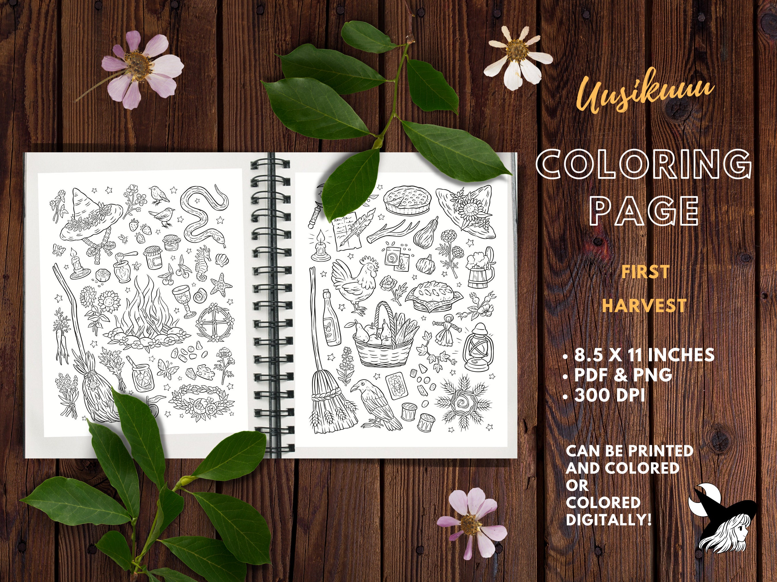 Lammas | Lughnasadh Witch Coloring Page - Etsy