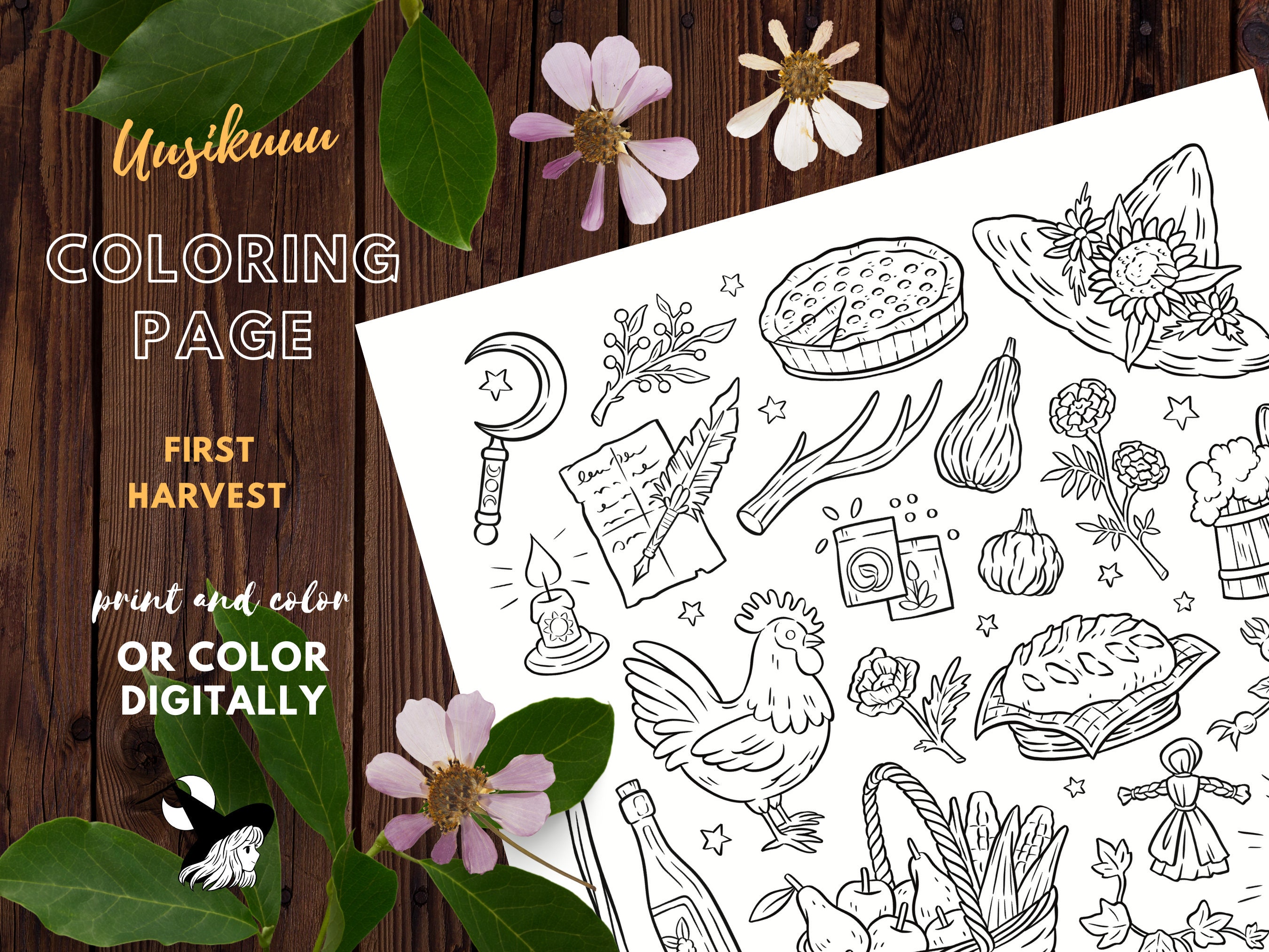 Lammas | Lughnasadh Witch Coloring Page - Etsy