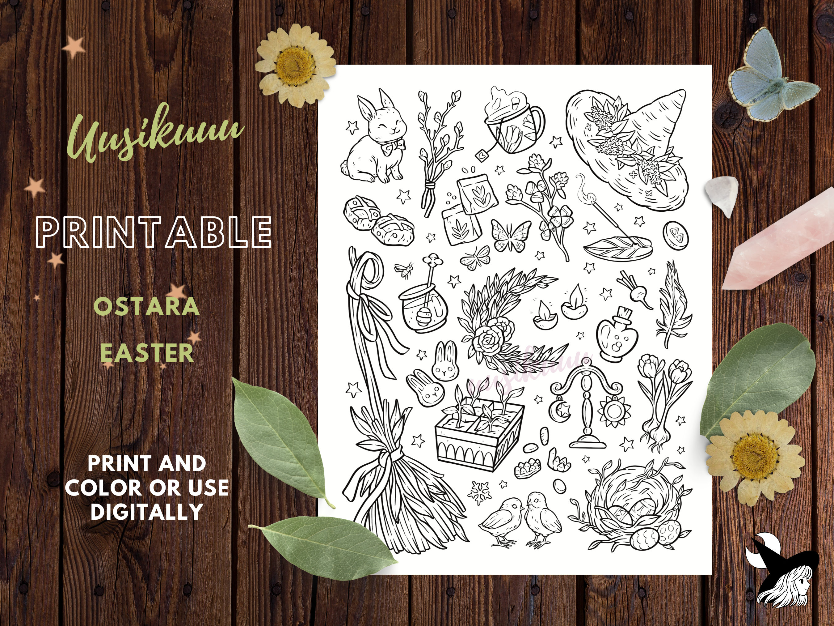 Ostara | Easter | Witch Coloring Page Printable - Etsy