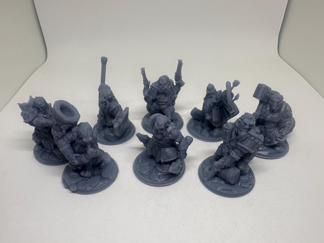 8pc Dwarf Miniature Set 3, TTRPG, Dnd Dwarf Set, Dnd Gift, Pathfinder ...