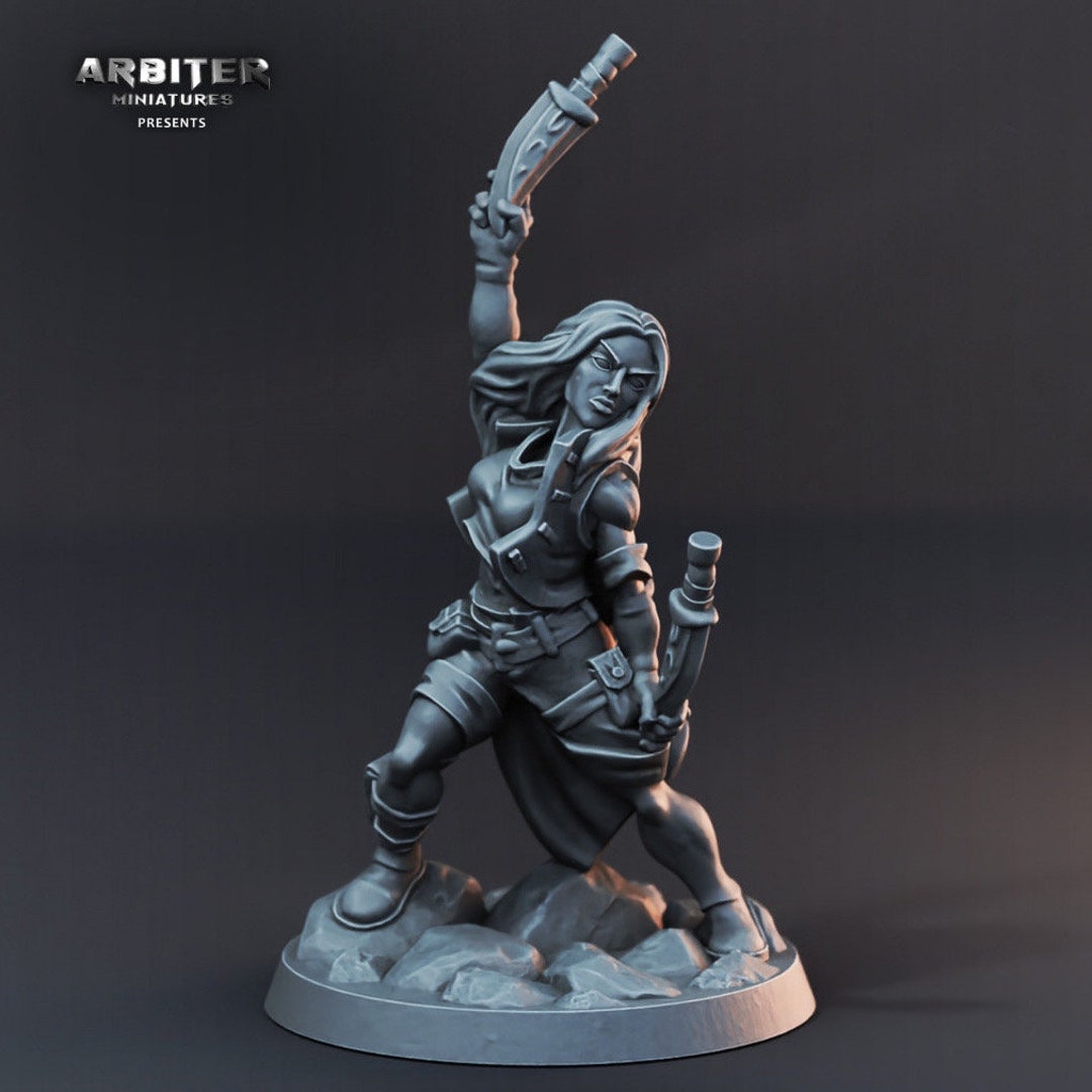 Female Rogue With Duel Daggers Miniature, Tabletop RPG Rogue, Dnd ...