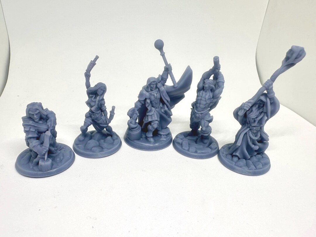 5pc TTRPG Adventurer Miniatures Set 6, Dungeons and Dragons, Fantasy ...