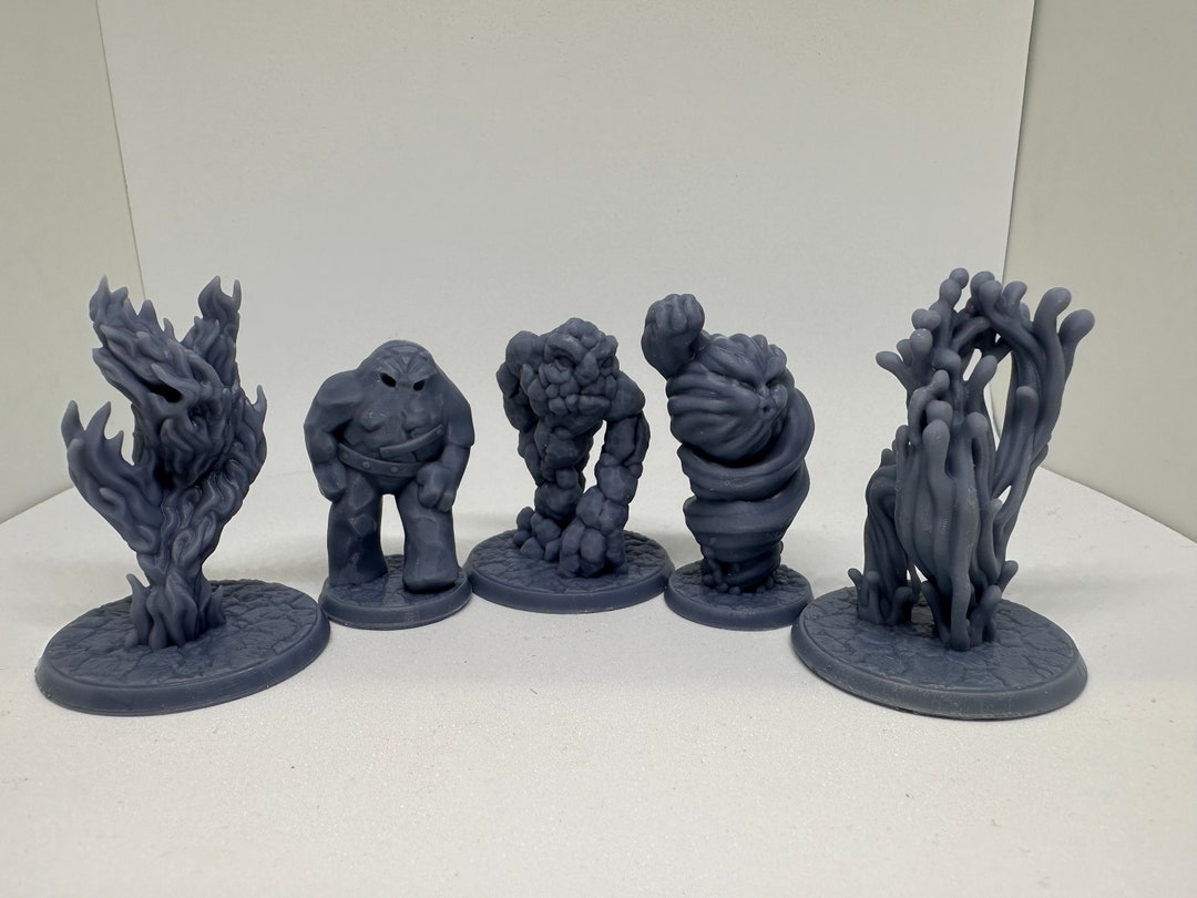 Elemental Miniature Set X5 Fantasy Tabletop RPG Models D&D - Etsy
