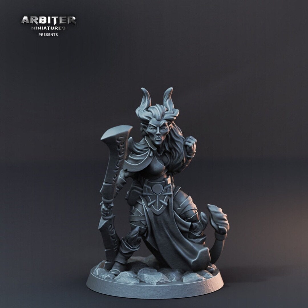 Female Fighter Demonkin Miniature, Tabletop RPG Demonkin, Dnd ...