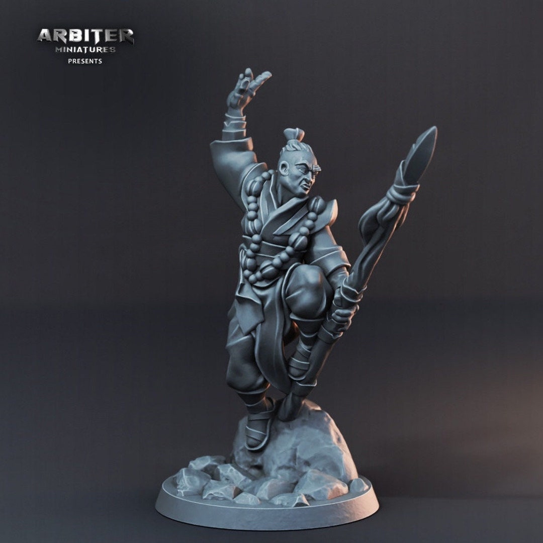 Monk Male Miniature 01, Tabletop RPG Monk, Dnd Monk, Pathfinder ...