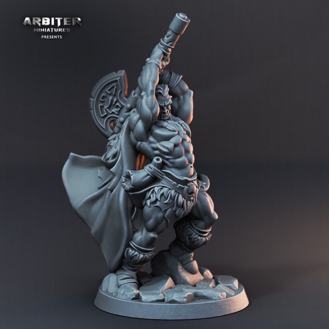 Male Barbarian Axe Miniature, Tabletop RPG Barbarian, Dnd, Pathfinder ...