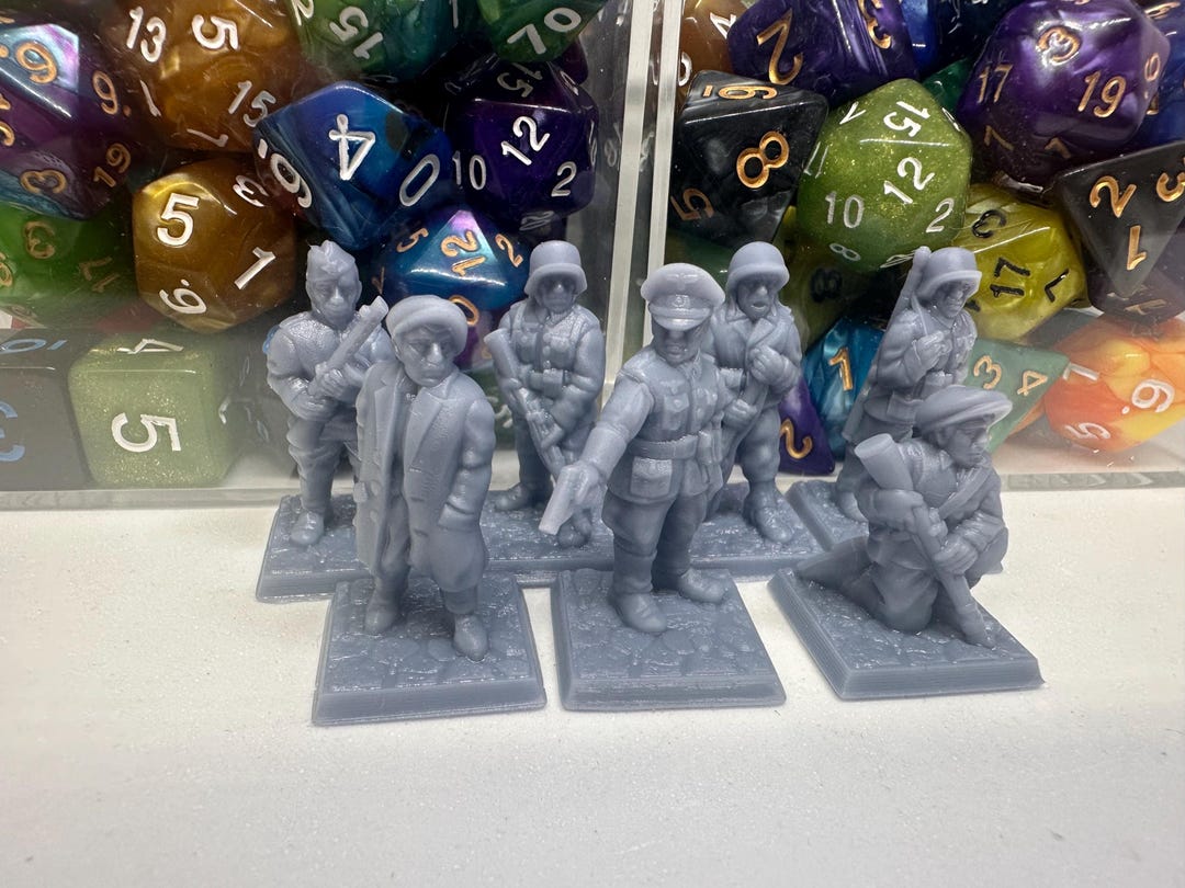 7pc WW2 Soldier Miniatures Set, TTRPG, Wargaming Miniature Set ...