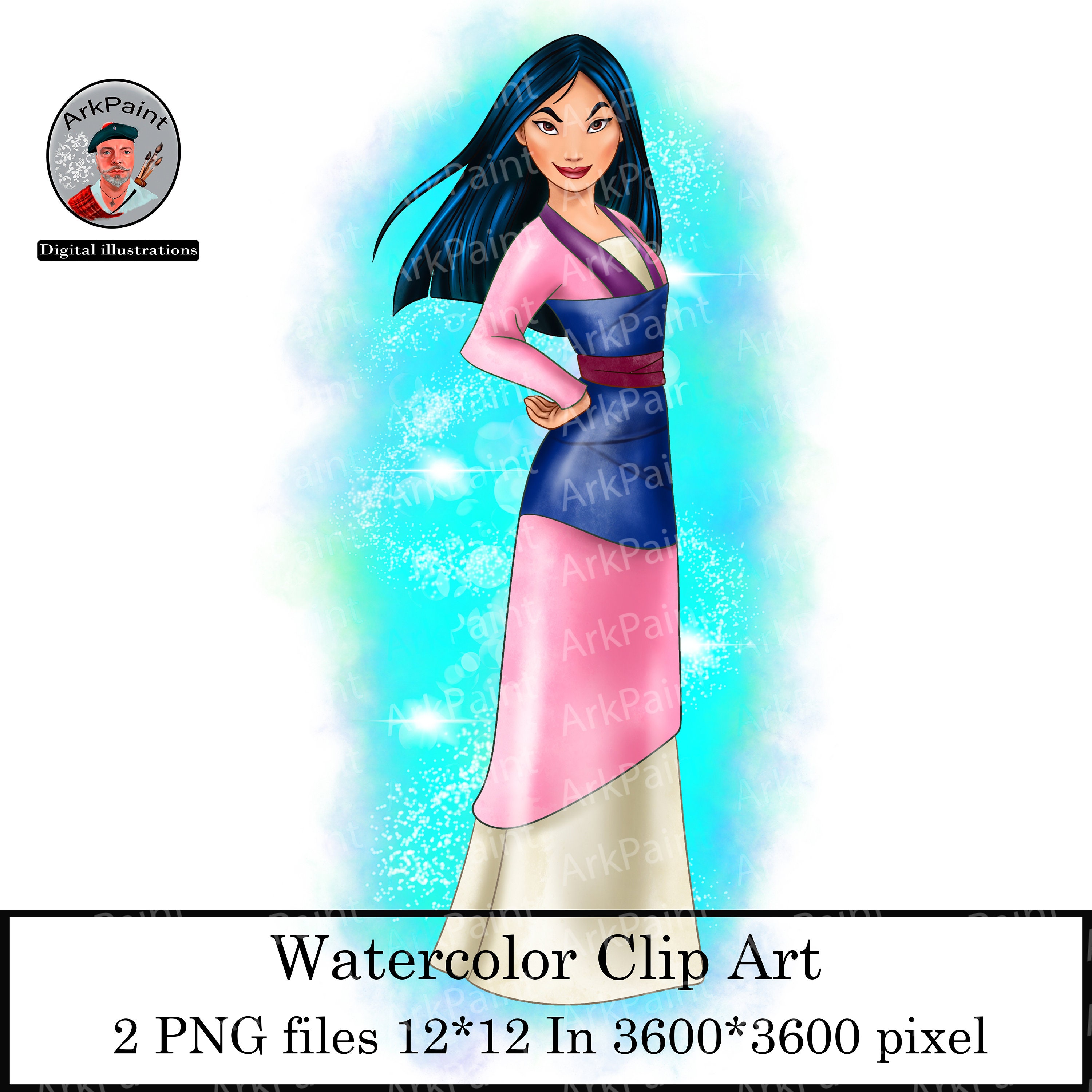 Mulan Pngmulan and the Dragon princess Watercolor - Etsy