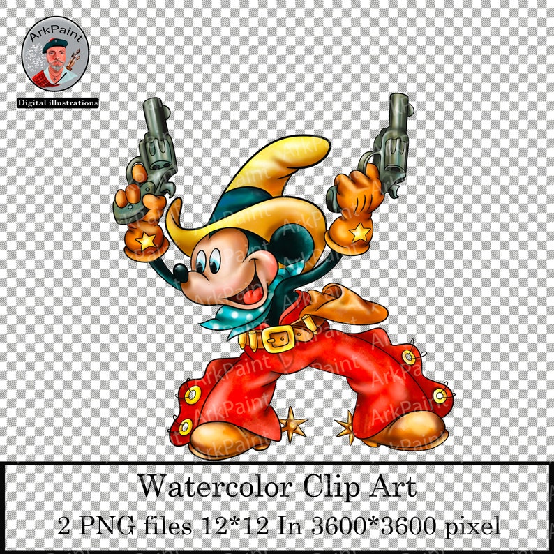 Mickey Mouse Sheriffmickey Mouse Cowboy Pngdigital - Etsy
