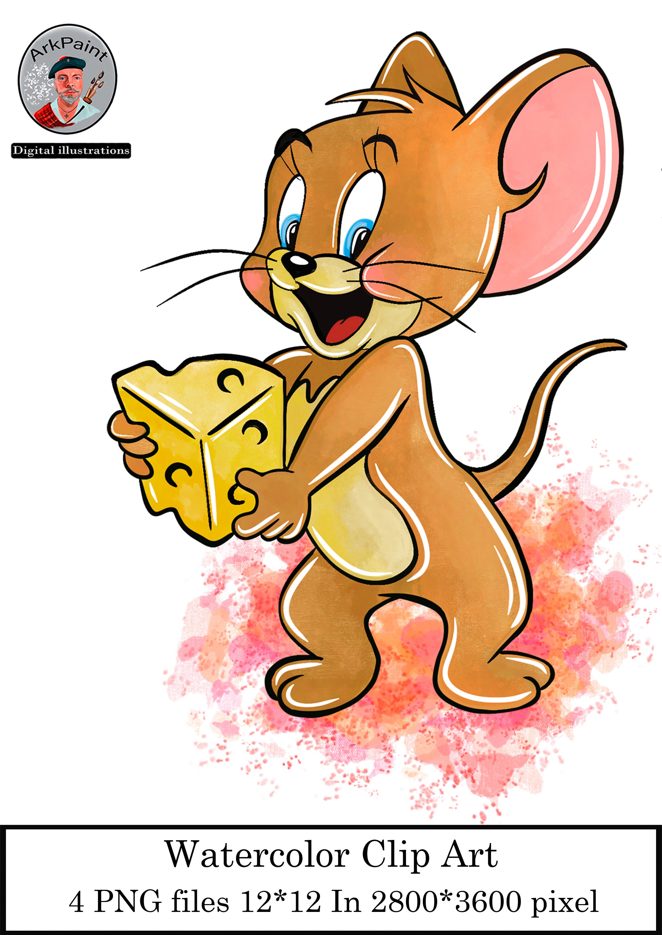 Tom and Jerry PNG Tom and Jerry Clip Art Animals Watercolor - Etsy Israel