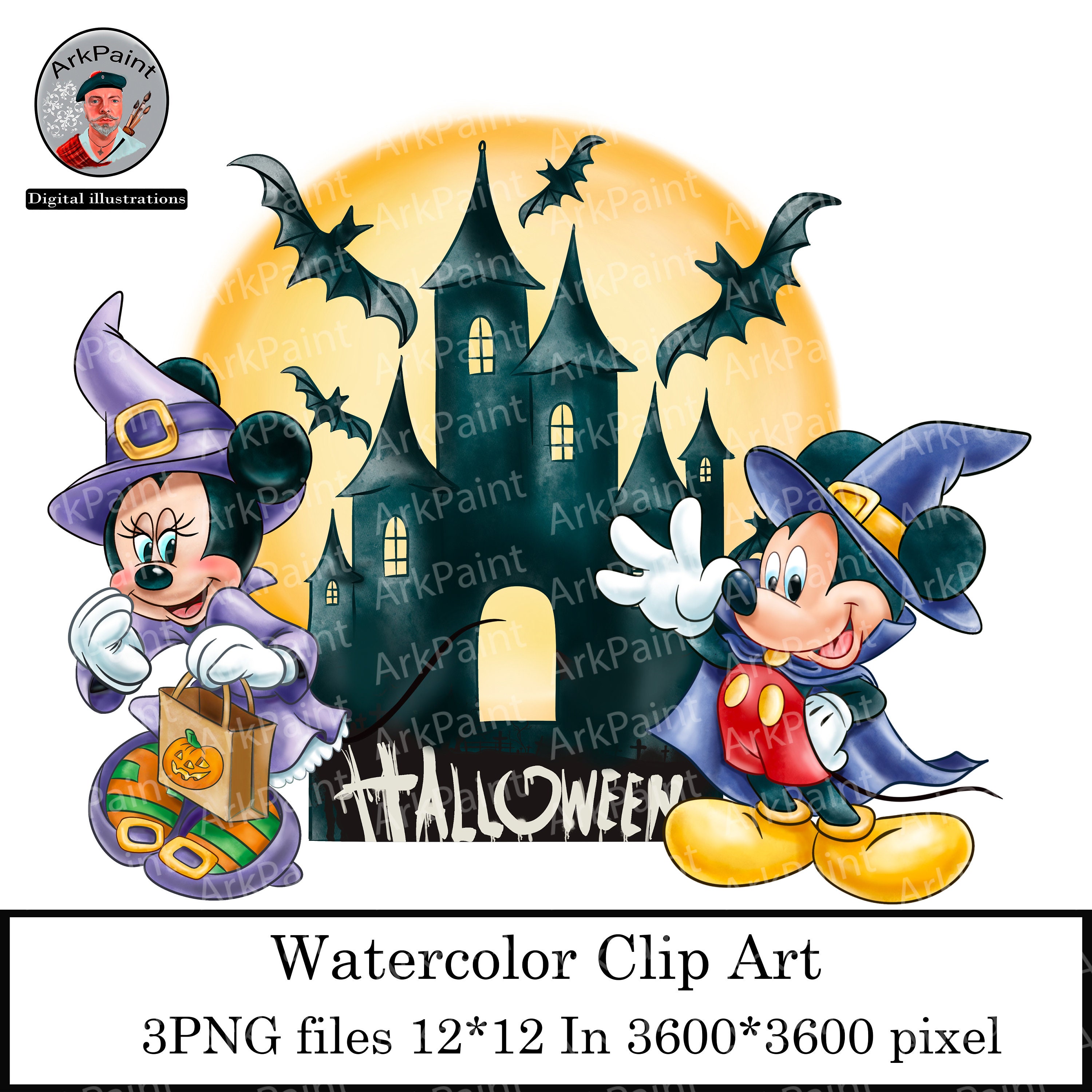 Halloween Mickey Mouse And Mini Mouse Pngminnie Mouse Etsy