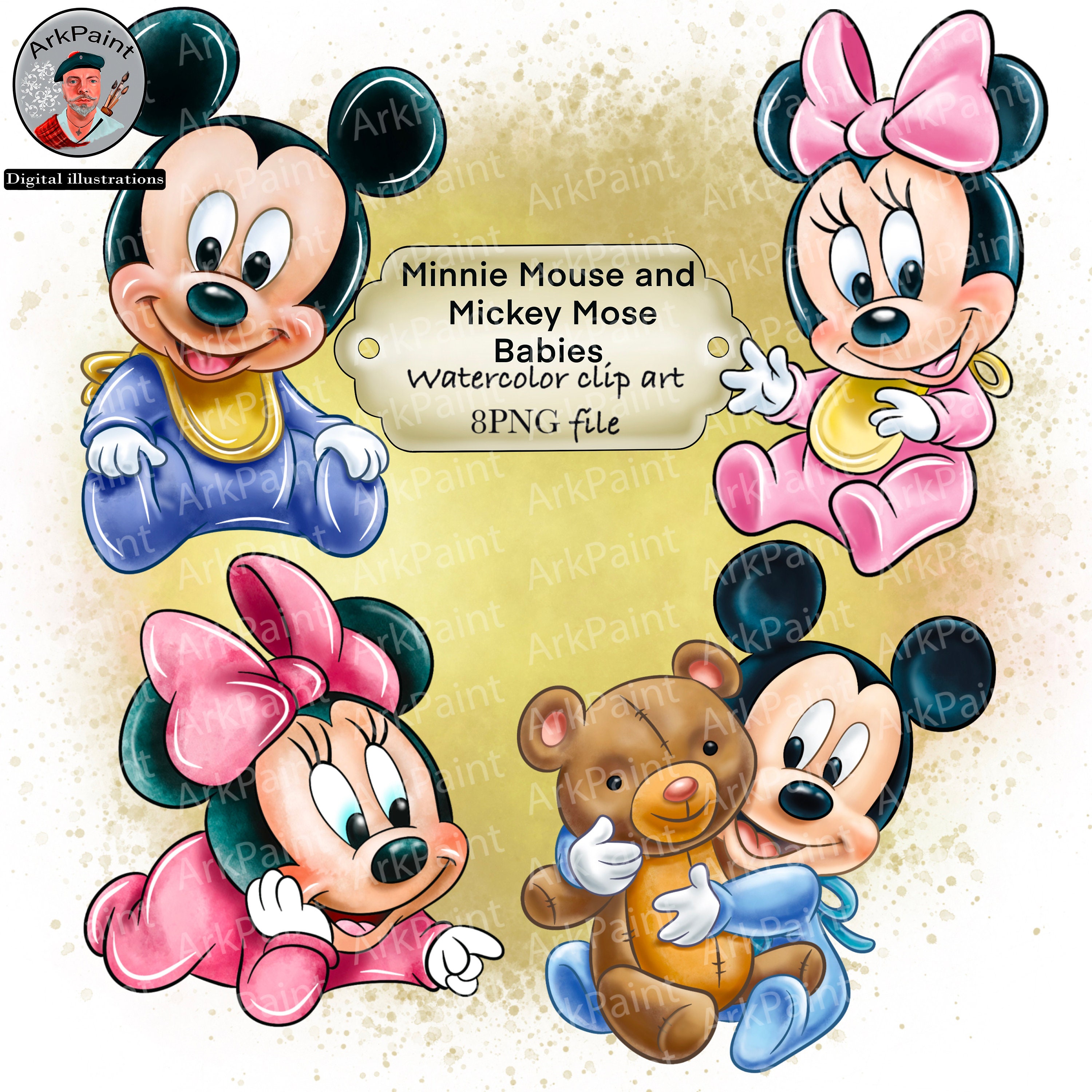 Red Yellow Minnie Mouse Baby Announcements