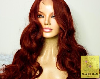 Waterloo Sunset Red Copper Wig With Bangs / Fringe Long Ginger Auburn ...