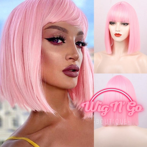 Blonde Pink Wig Wavy Blonde Wig Wavy Pink Wig With Bangs - Etsy