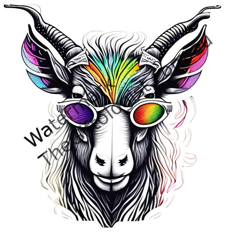 Colorful Goat Clipart Bundle | Rainbow Sunglasses PNG Stickers for ...