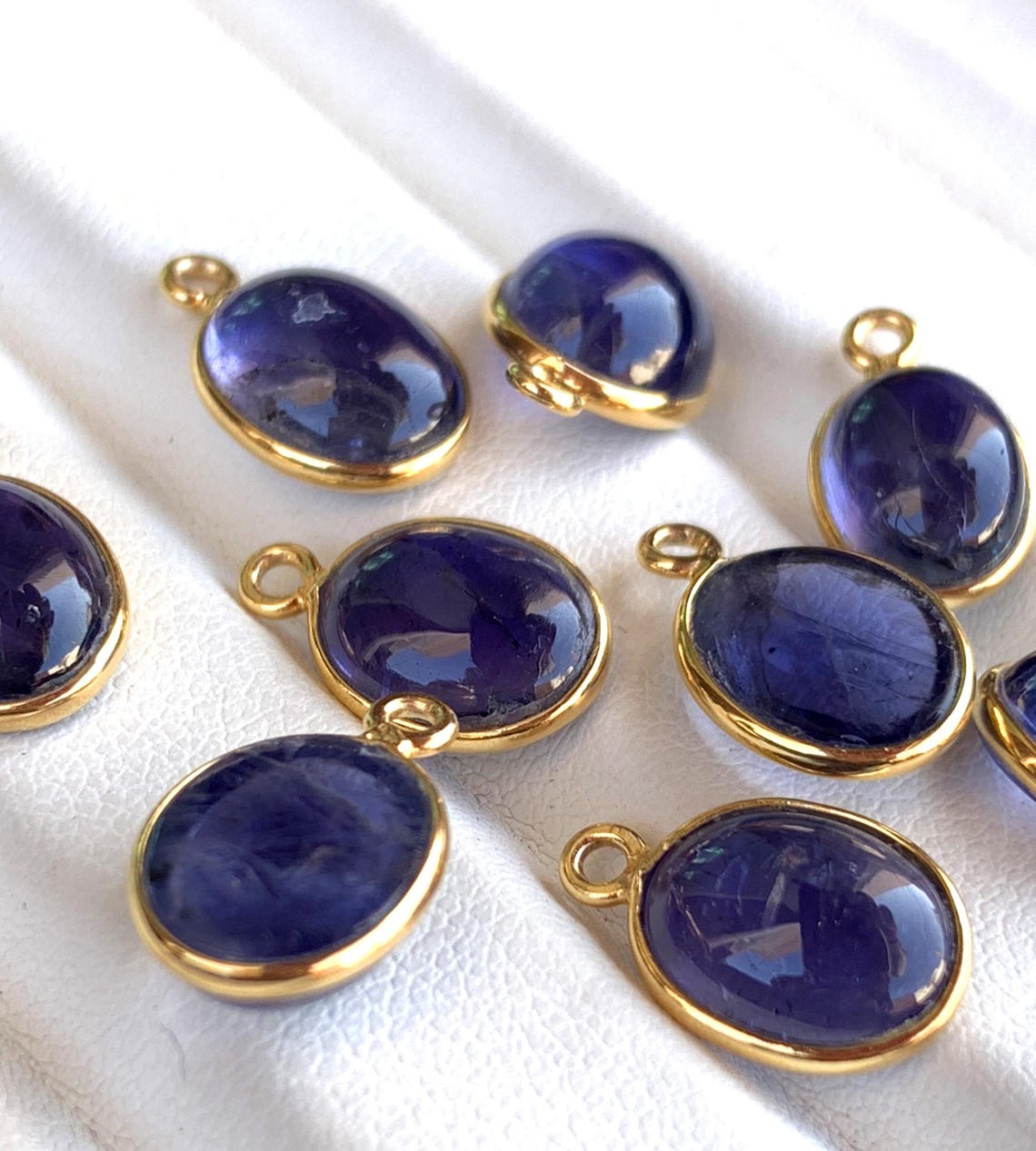 Oval Shape Bezel Silver Connectors ~ Blue Iolite Connectors for Jewelry ...