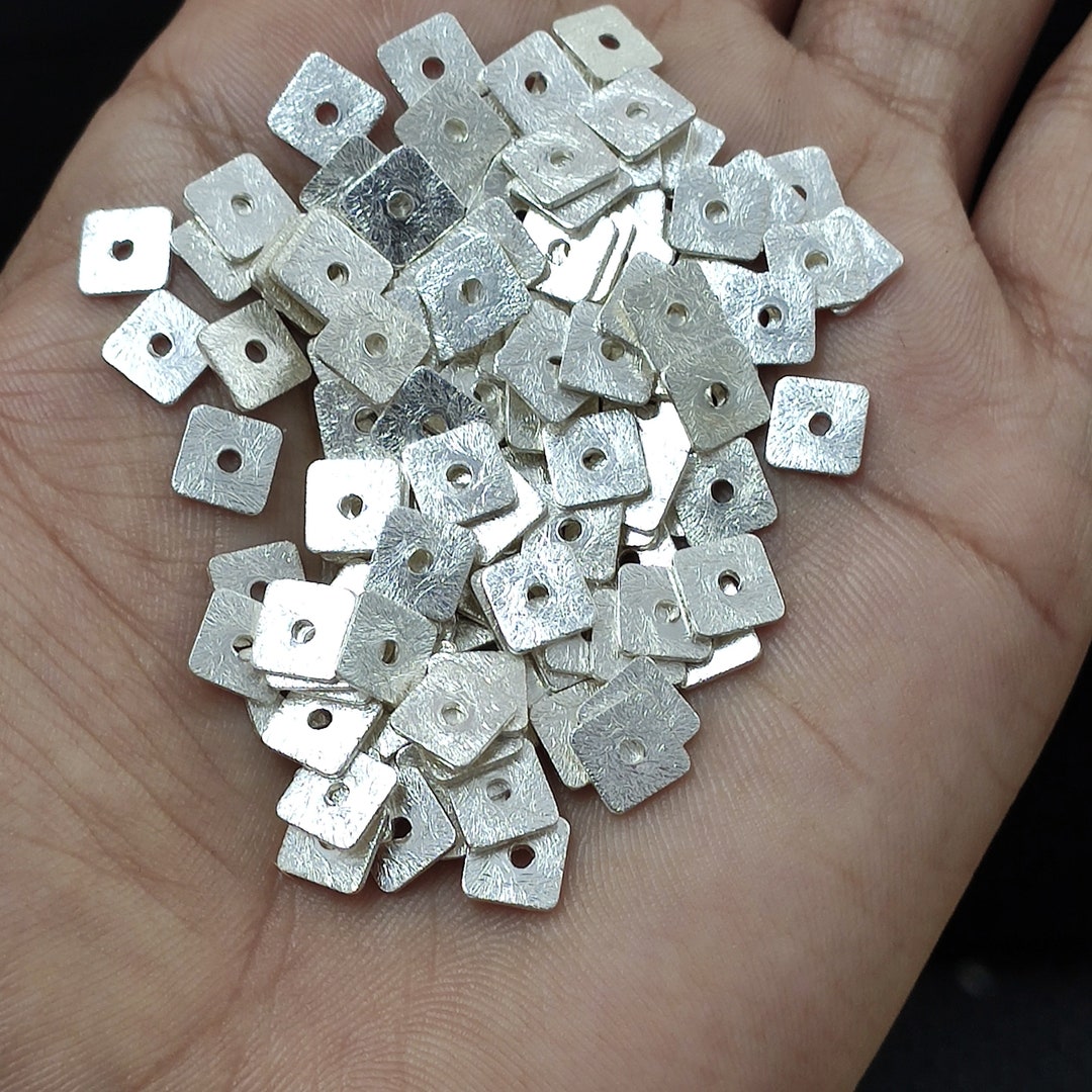 6mm 8mm 100 Pieces Silver Square Flat Disk Spacer Beads, Brushed Gold ...