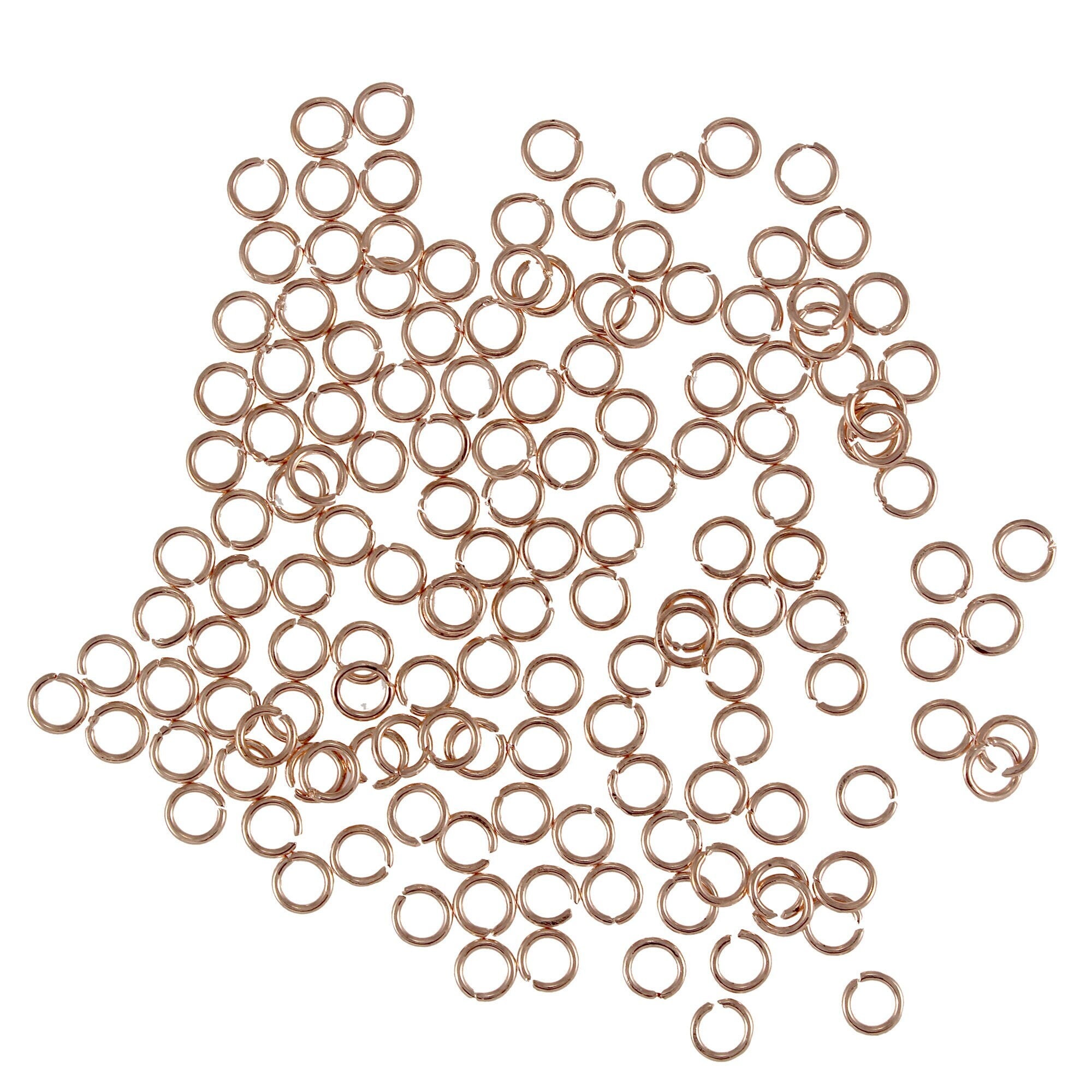 4mm 140pc Rose Gold Plated Saw Cut Jump Rings, Rose Gold Open Round ...