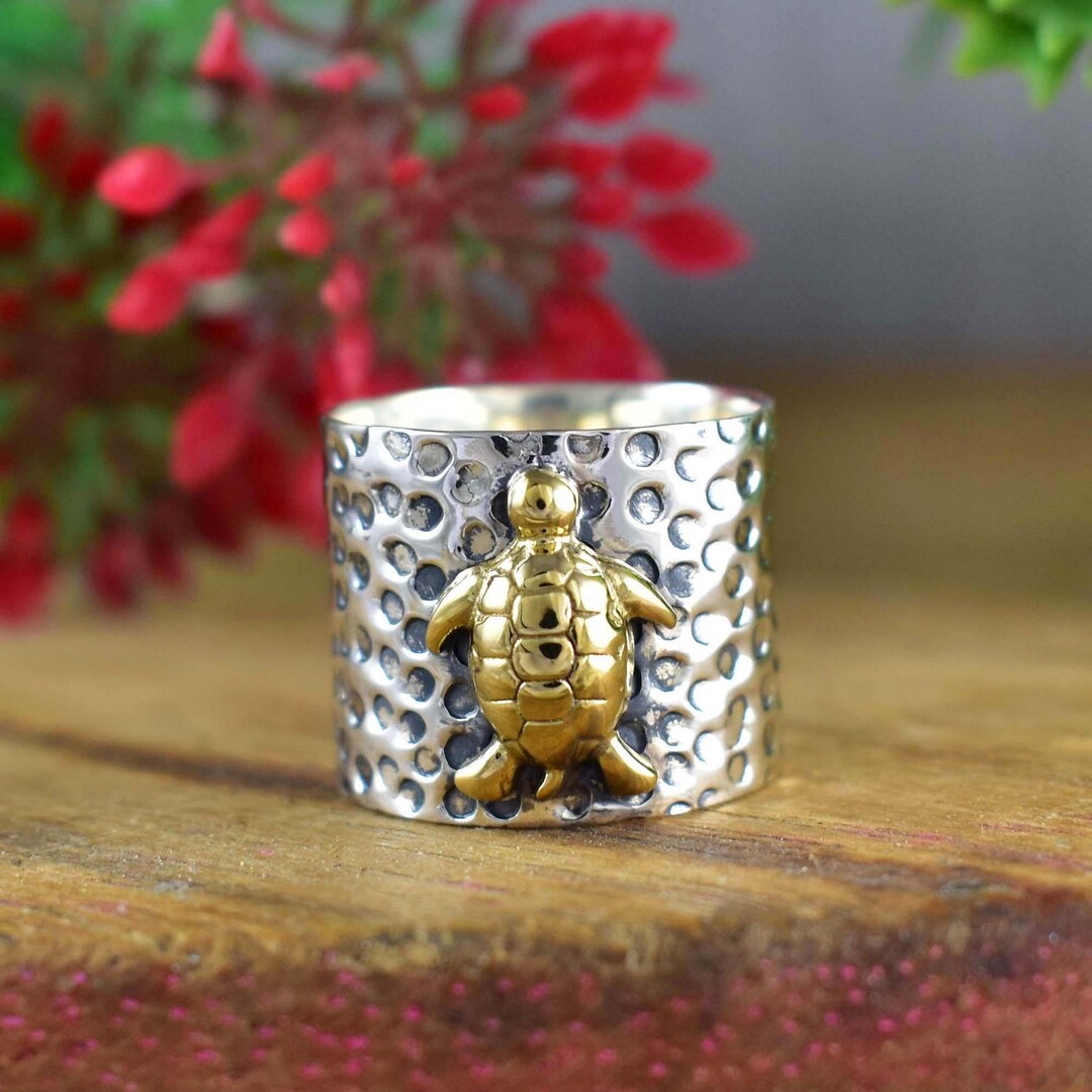 Golden Turtle Ring by Boho Sterling Cart ~ Tortoise Silver Ring ...