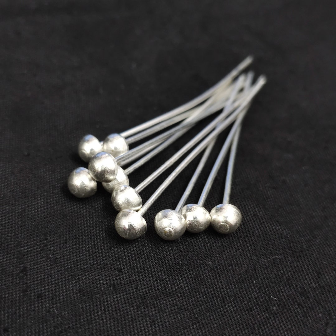 50 PCS Silver-plated Decorative Headpin, Fancy Headpins, Silver Flat ...