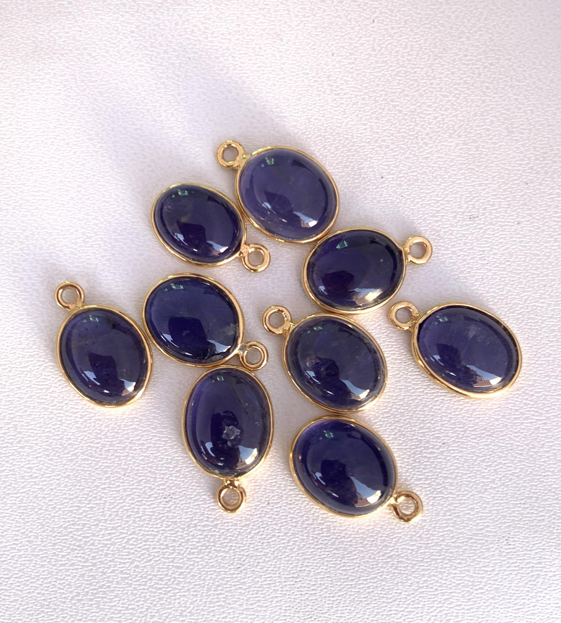 Oval Shape Bezel Silver Connectors ~ Blue Iolite Connectors for Jewelry ...
