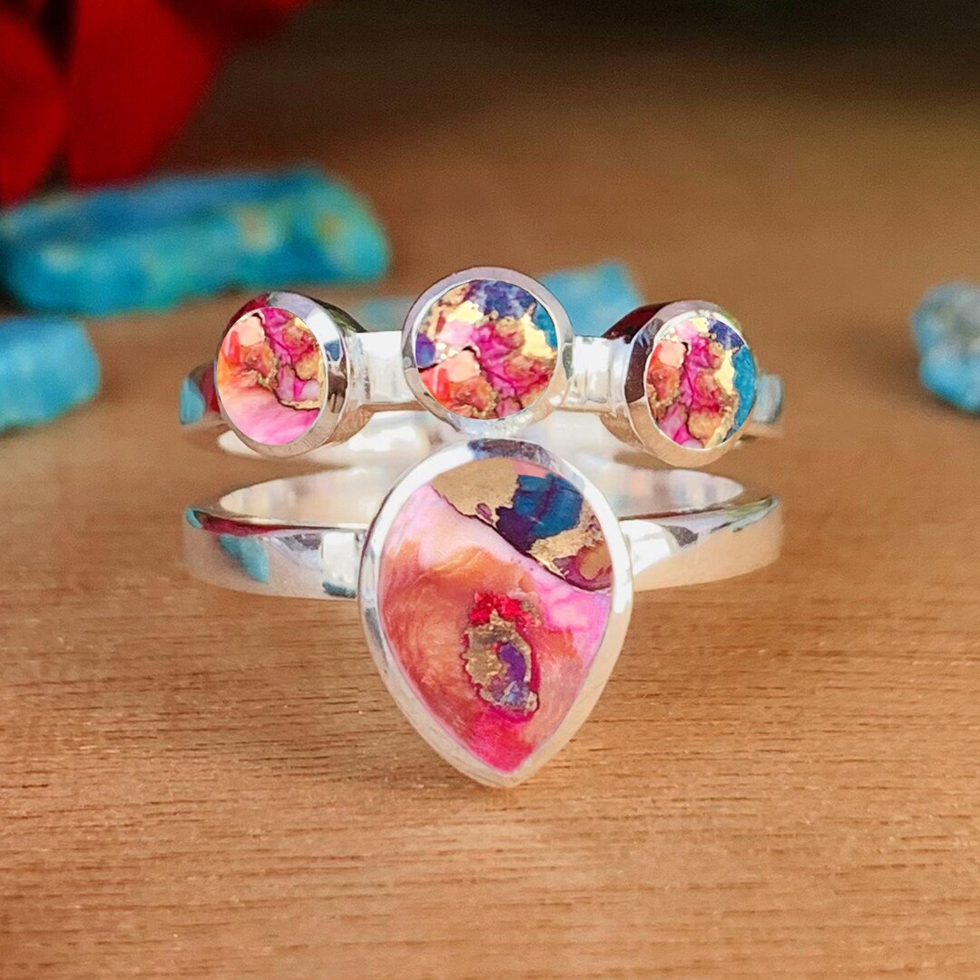 Pink Turquoise Ring ~ Sterling Silver Ring ~ Statement Ring for Women's ...