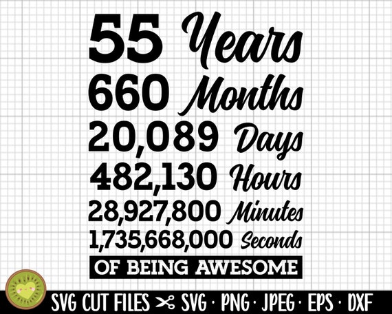 55th Birthday Svg 55 Years Old Svg 55th Birthday Png - Etsy