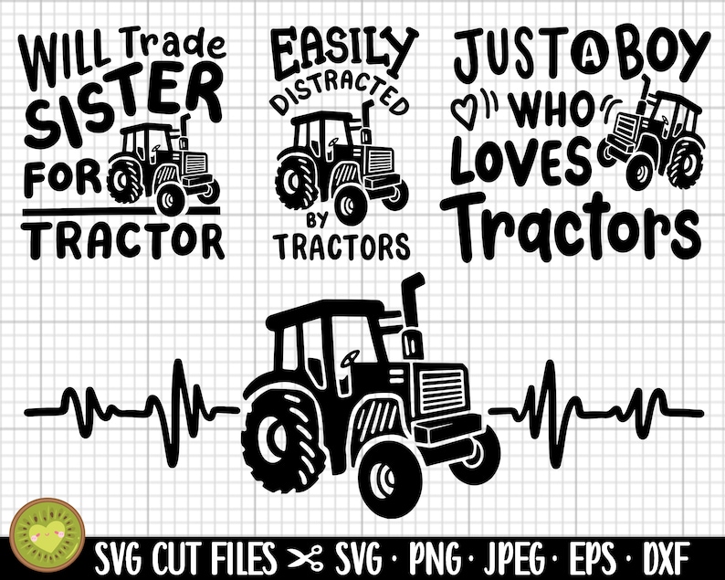 Tractor Svg Bundle Cricut Cut Files Tractor Png Bundle Commercial Use ...