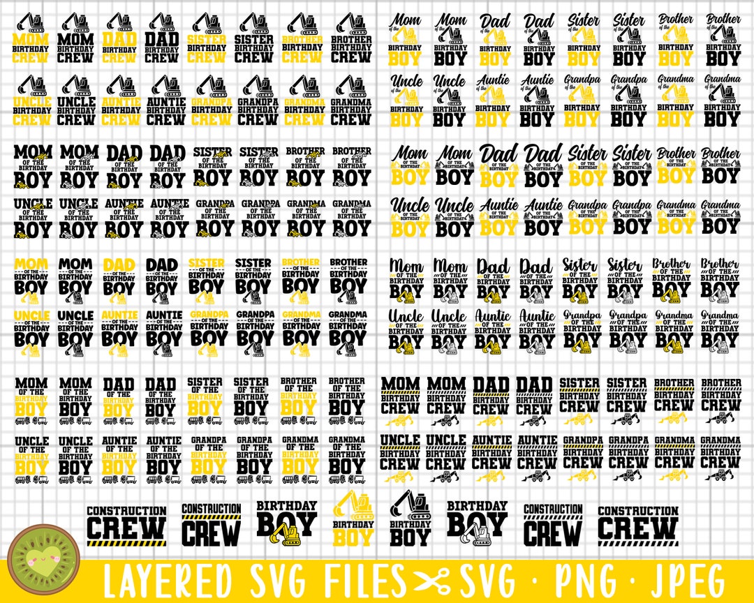 Birthday Boy Construction Svg Bundle Png Themed Birthday Party ...