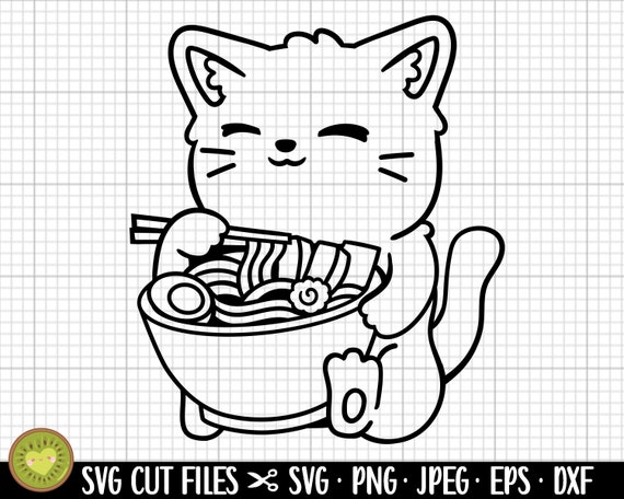 Anime Svg Cricut Cut File Shirt Ramen Cat Svg Png Cat Eating | Etsy