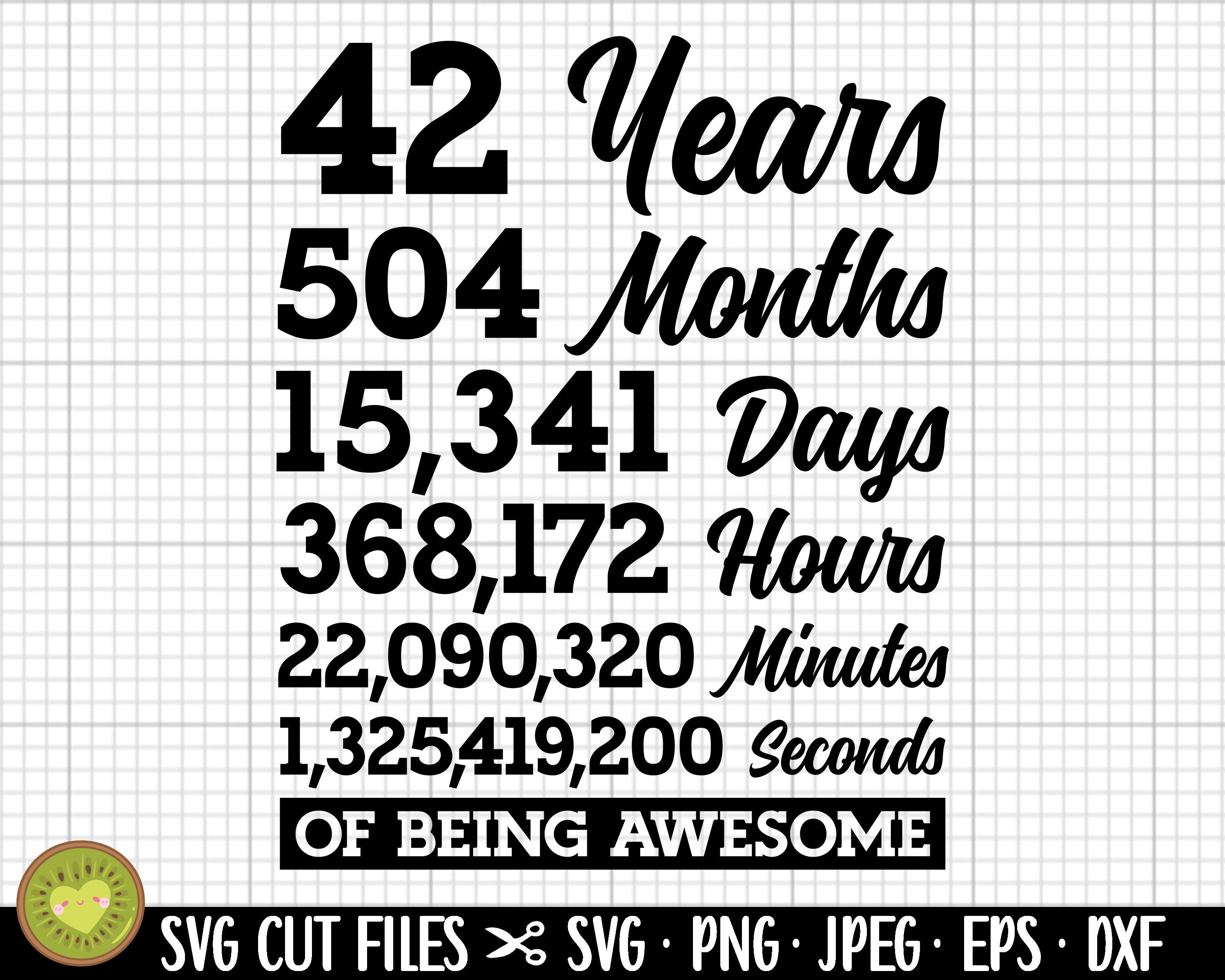 42nd Birthday Svg 42 Years Old Svg 42nd Birthday Png - Etsy
