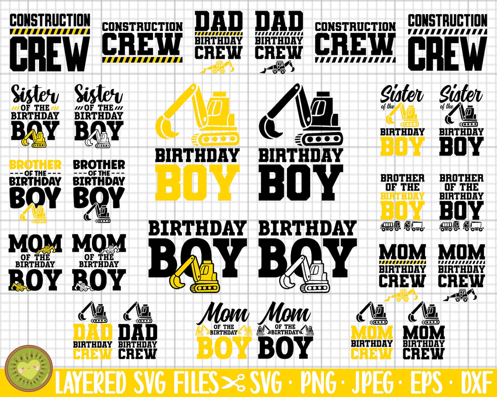 Birthday Boy Construction Svg Bundle Png Themed Birthday Party ...