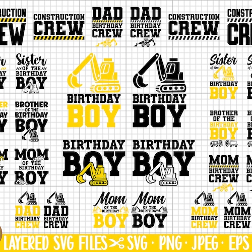 Birthday Boy Construction Svg Bundle Png Themed Birthday Party - Etsy
