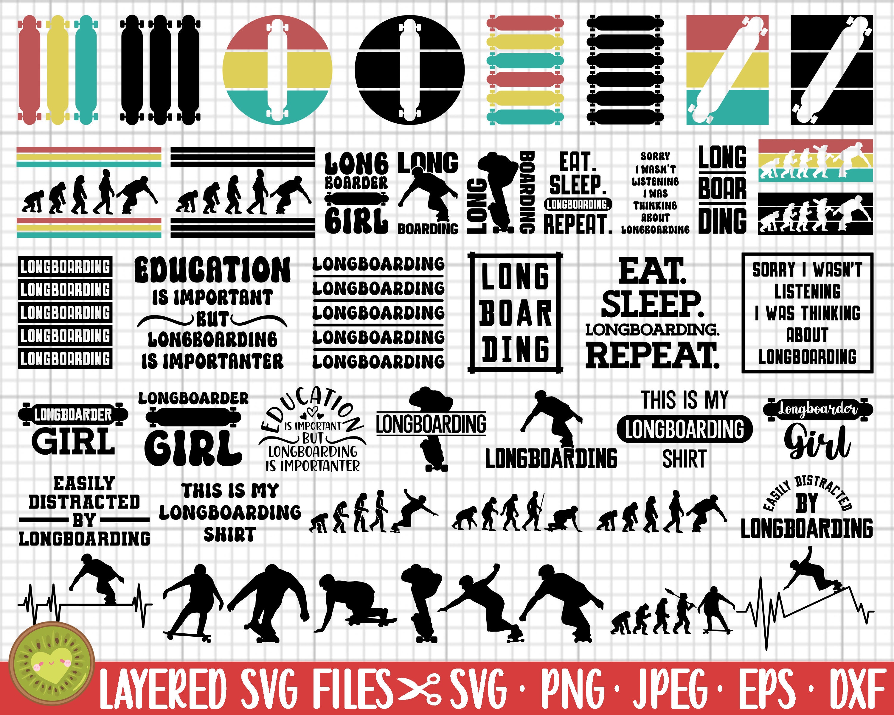 Longboard Svg Bundle Longboard Png Bundle Longboard Svg Cricut Cut File ...