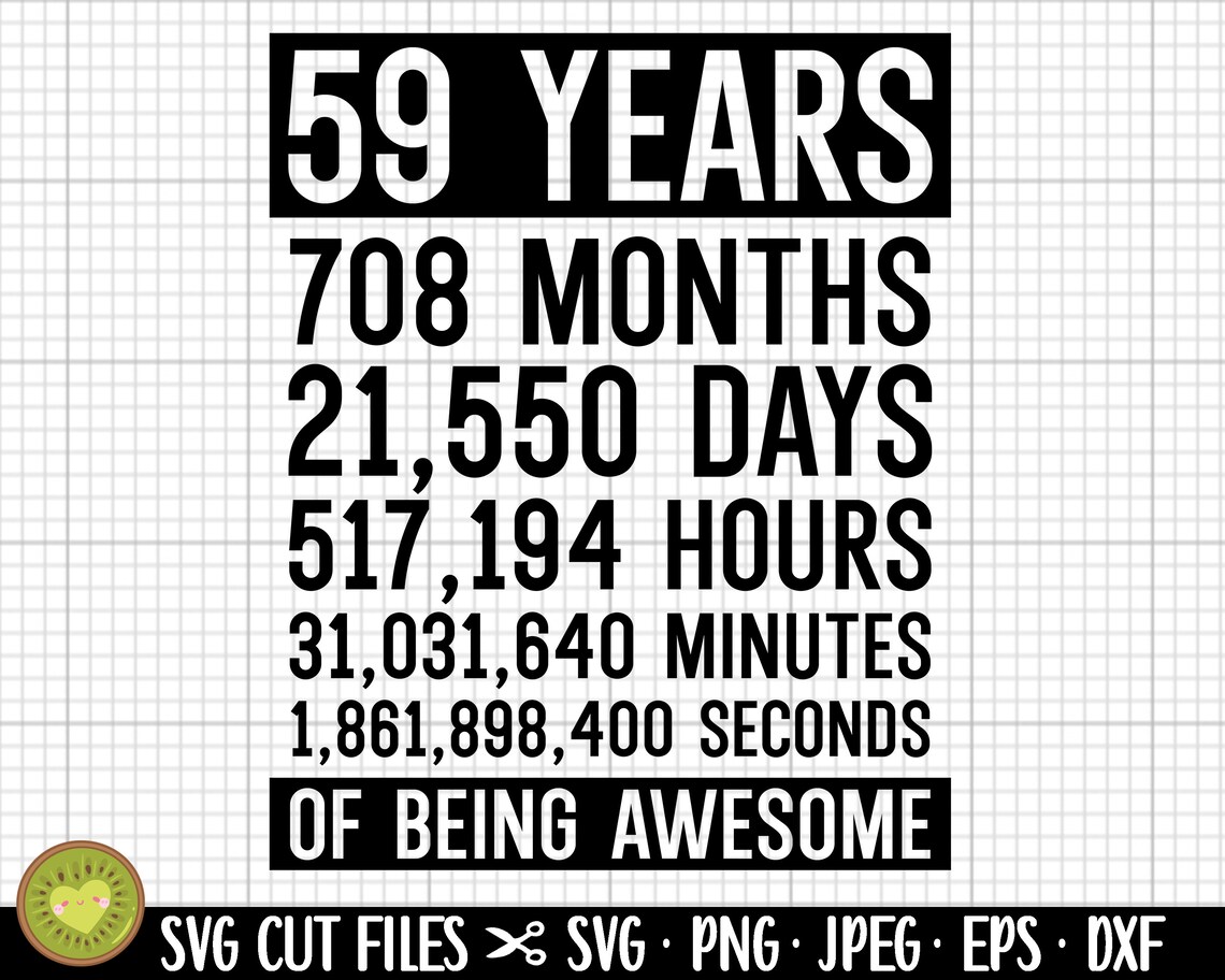 59th Birthday Svg 59 Years Old Svg 59th Birthday Png - Etsy