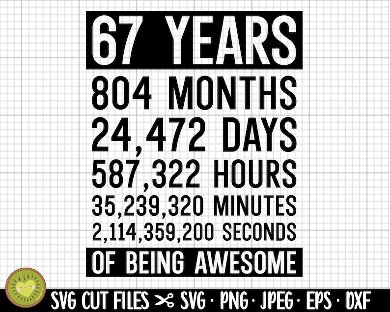 67th Birthday Svg 67 Years Old Svg 67th Birthday Png - Etsy