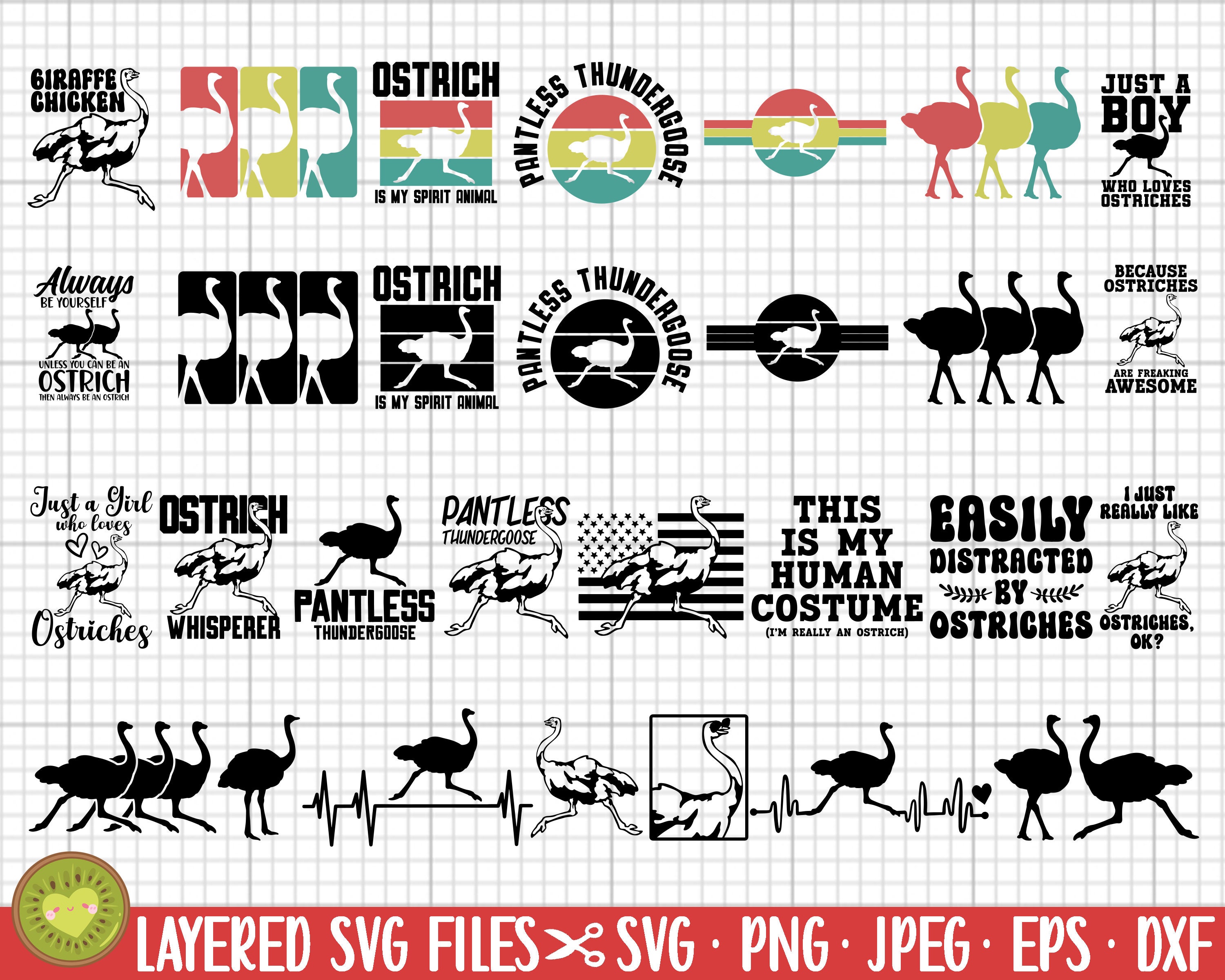 Ostrich Svg Bundle Cricut Ostrich Png Bundle Ostrich Eps Dxf - Etsy