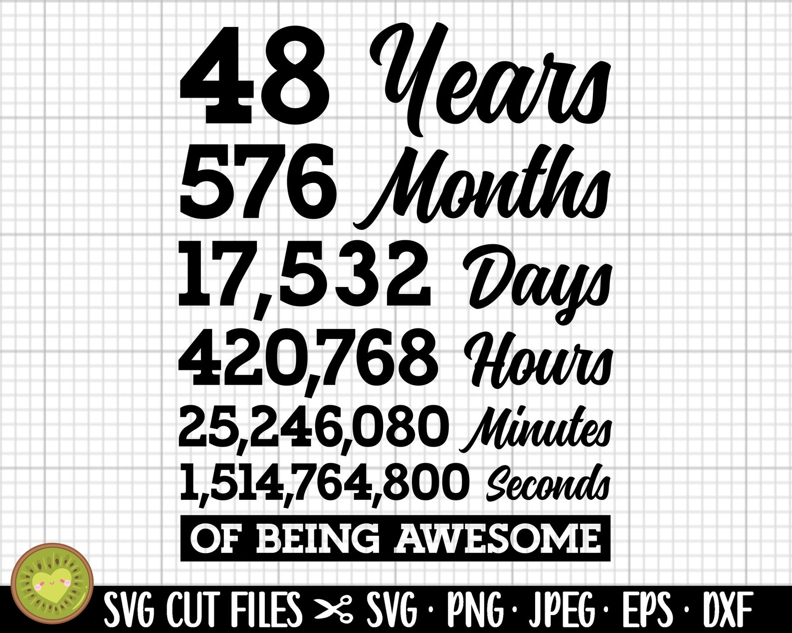 48th Birthday Svg 48 Years Old Svg 48th Birthday Png - Etsy