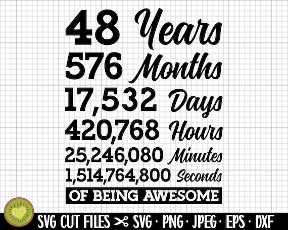 48th Birthday Svg 48 Years Old Svg 48th Birthday Png - Etsy