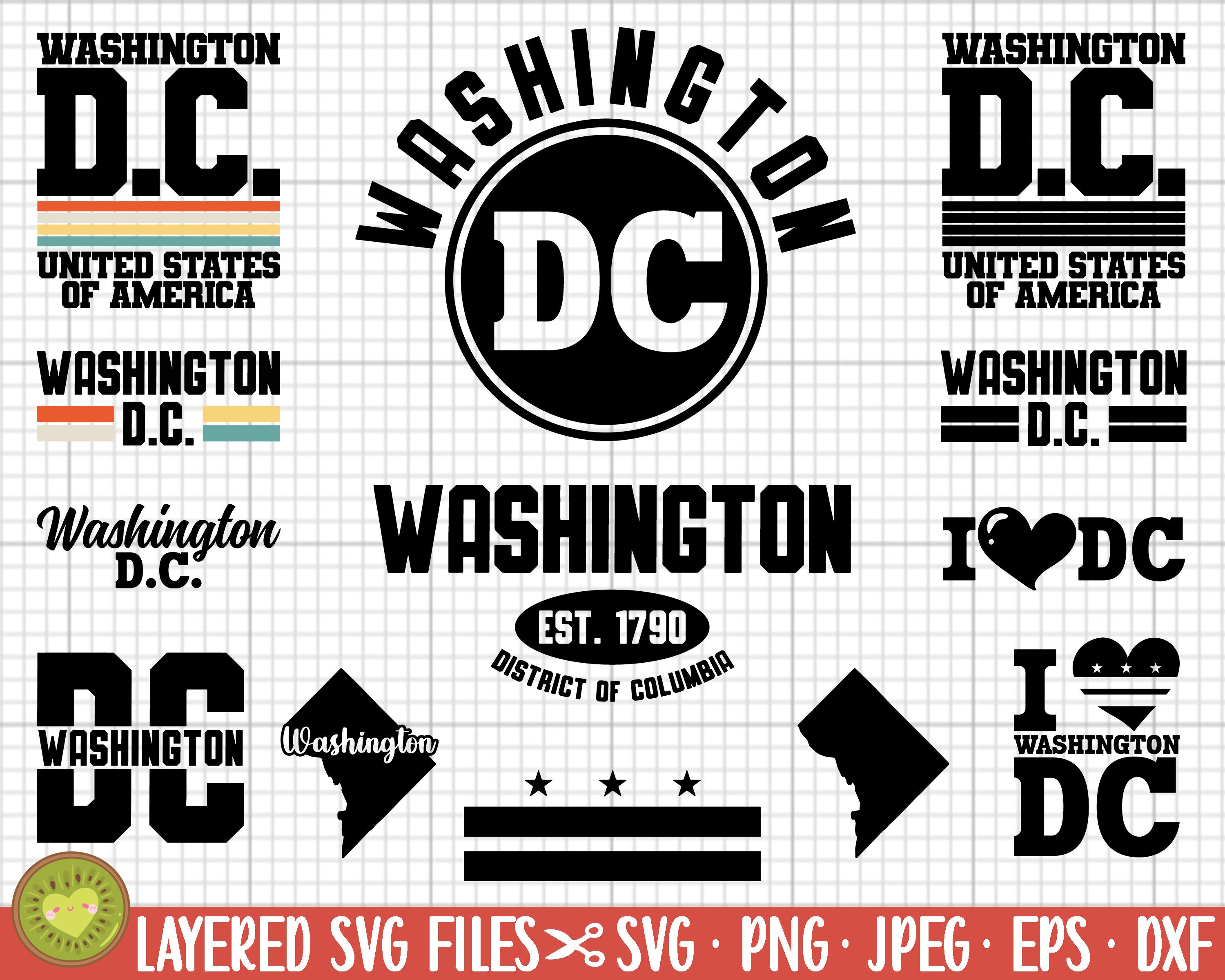 Washington Dc Svg Design Bundle Commercial Use Washington Dc Souvenir ...