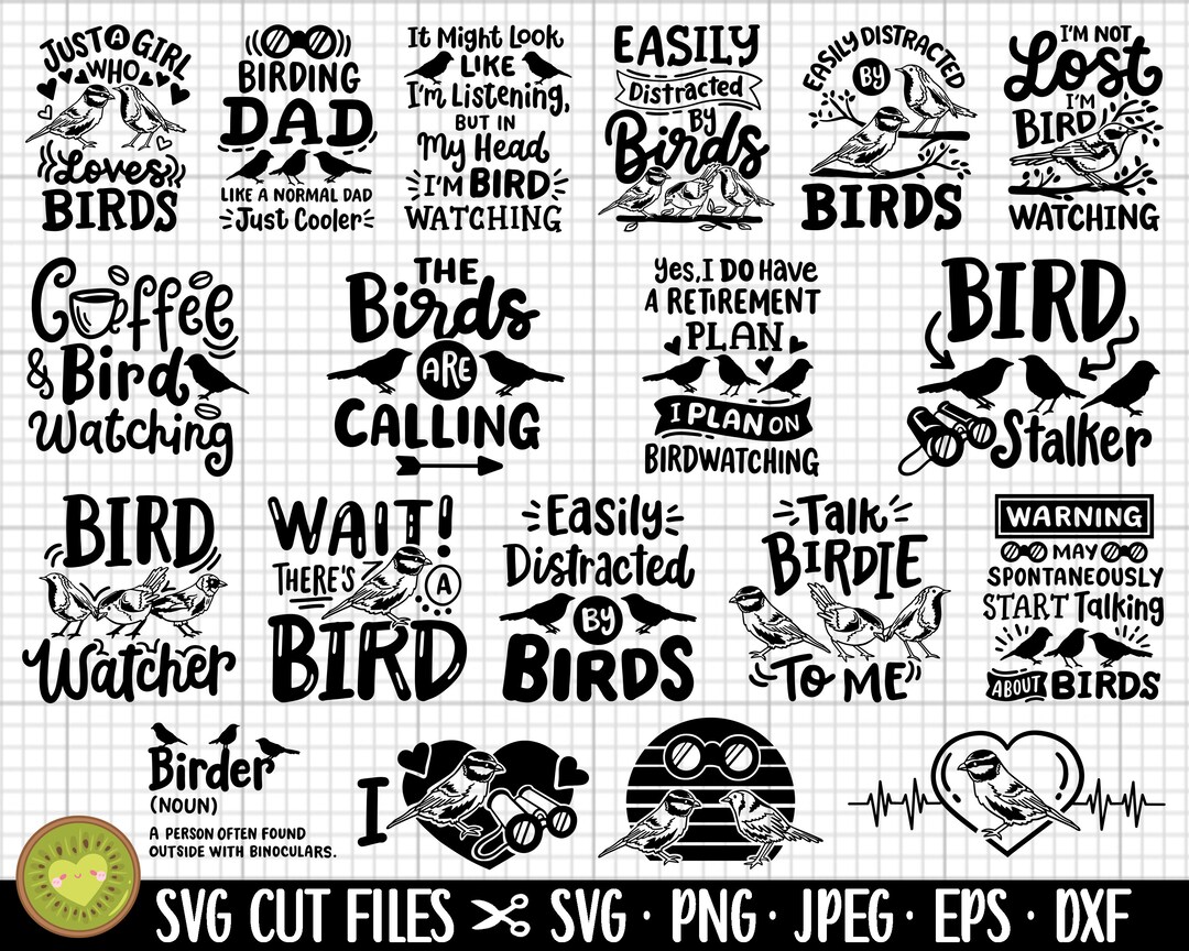 Birdwatching Svg Png Eps Dxf Jpg Bundle Cricut Cut File Bird Watcher ...