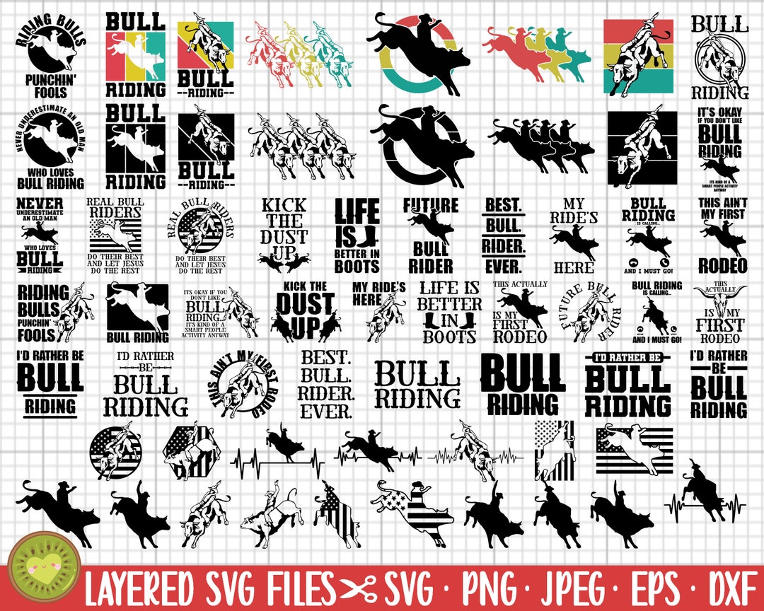 Bull Riding Svg Bundle Cricut Bull Riding Png Bundle Bull Rider Clipart ...