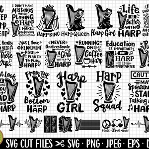 Harp Svg Png Bundle Cricut Cut File Harp Harpist Harp Player Gift Svg ...