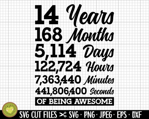 14th Birthday Svg 14 Years Old Svg 14th Birthday Png - Etsy